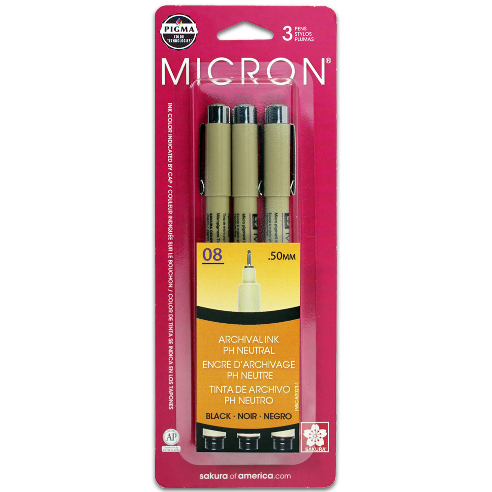 BC, MICRON 3 PC SET (08) – BLACK – Scientific Notebook Company